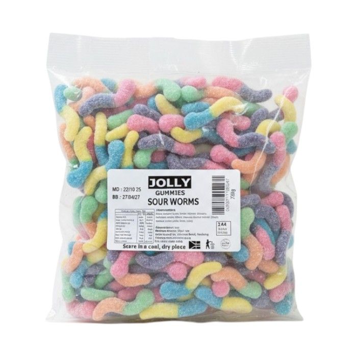 JOLLY 720G SOUR WORMS (1X720G) - Sweet Depot