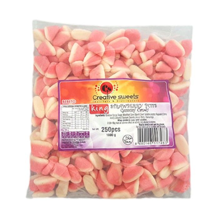 King Jelly 1kg Strawberry Puffs (1x1kg) - Sweet Depot