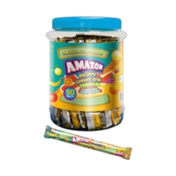 AMAZON FRUITY CHEW BAR 50'S TROPICAL TUB (1X50'S) - Sweet Depot
